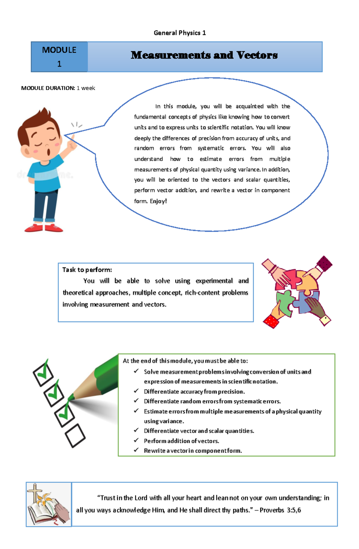 Module 1 - ####### General Physics 1 MODULE DURATION: 1 week MODULE 1 ...
