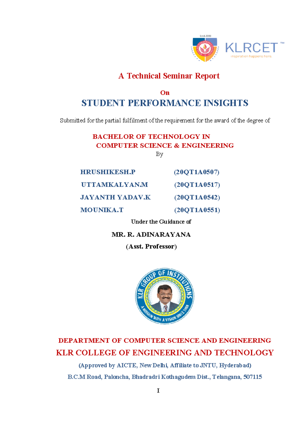 TEAM 6 Seminar Report - A Technical Seminar Report On STUDENT ...
