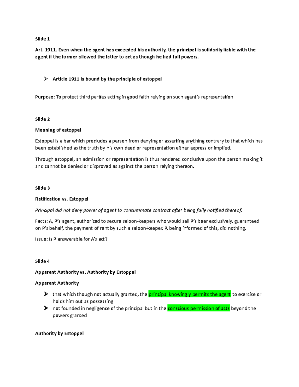 Law on Agency Article 1911 - Slide 1 Art. 1911. Even when the agent has ...