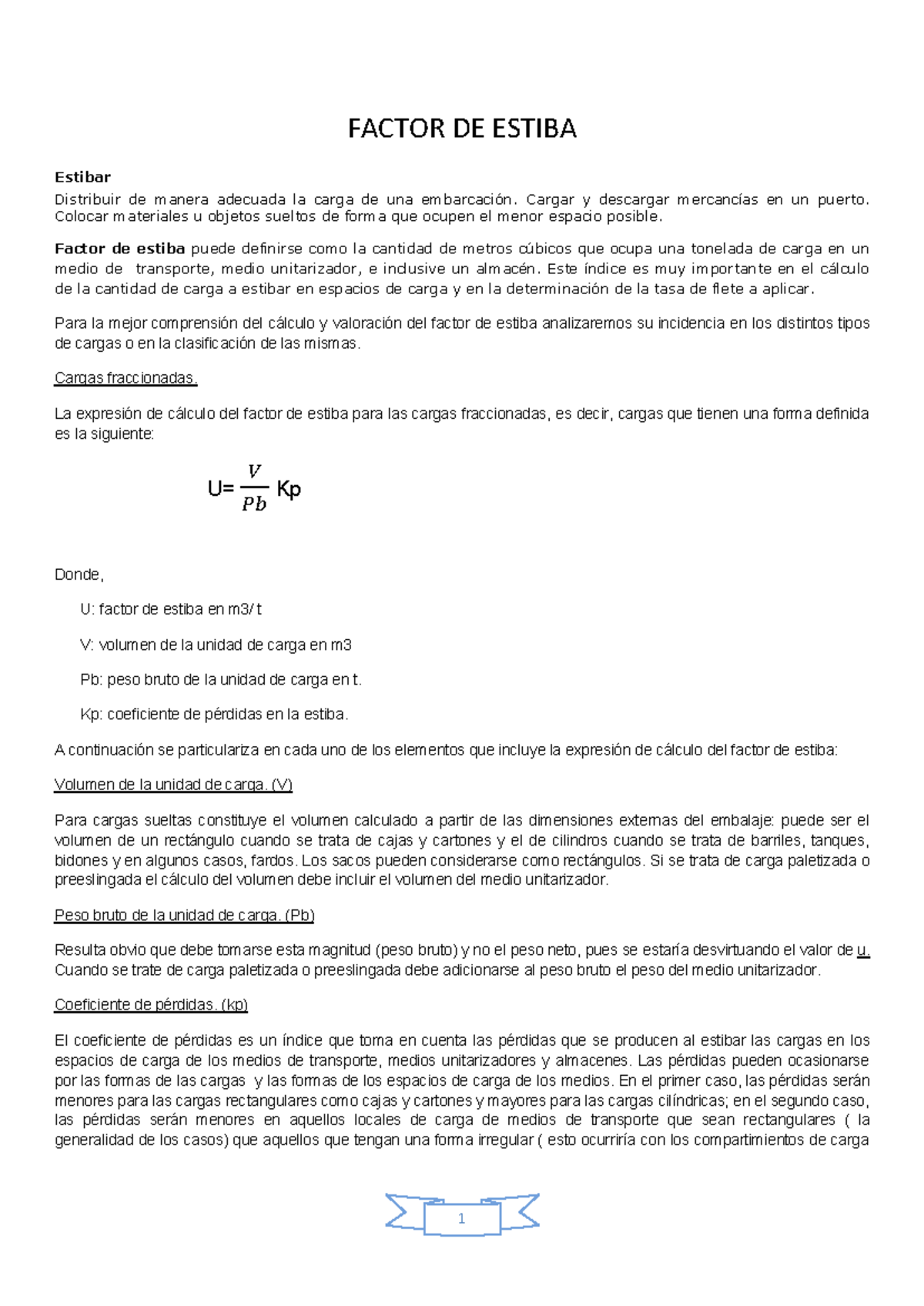 INF Extra T6 Explicacion DE Formulas - FACTOR DE ESTIBA Estibar ...