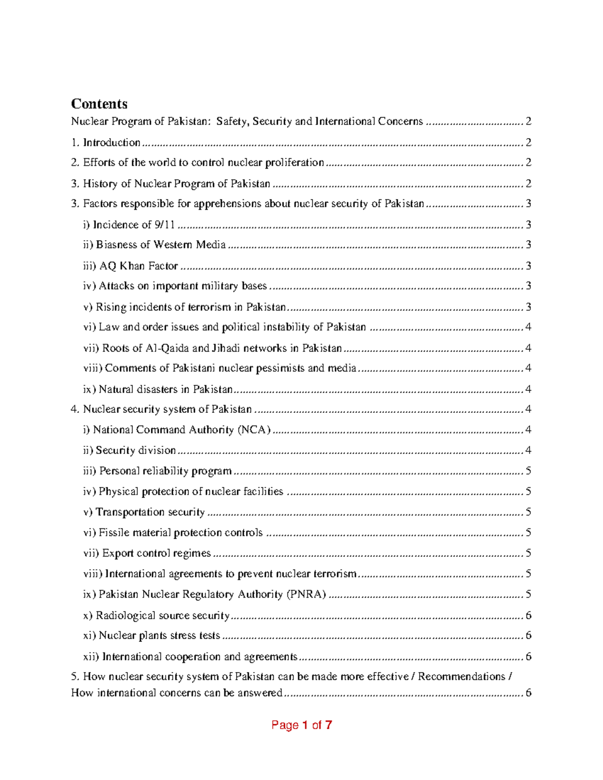 Nuclear Program of Pakistan - Contents Nuclear Program of Pakistan ...