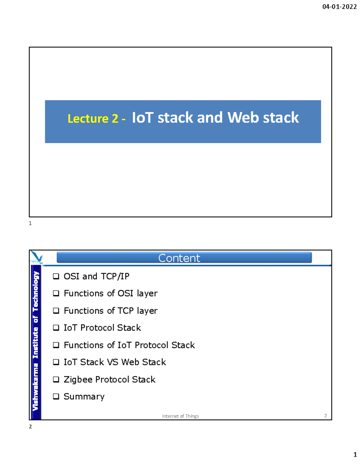 Lecture 2 Unit 1 Iot Stack And Web Stack Lecture 2 Iot Stack And 0447