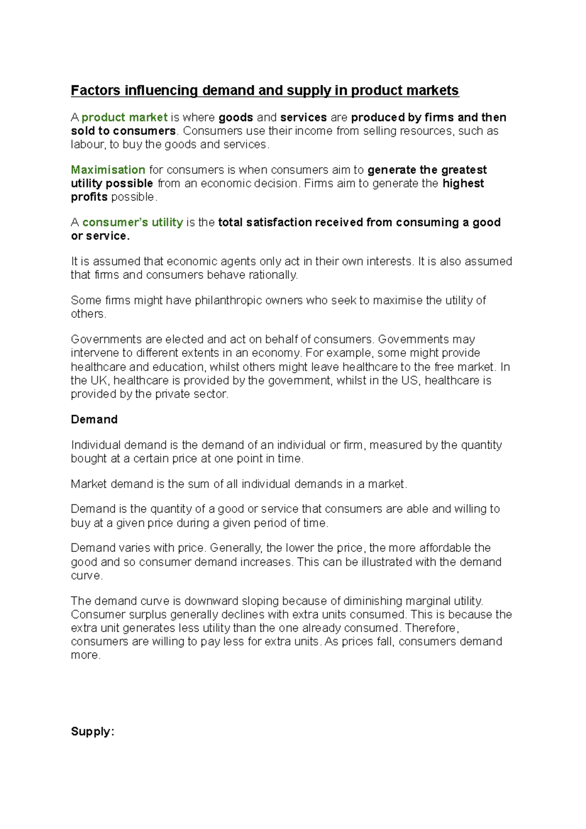 Demand and Supply in Product Markets - Factors influencing demand and ...