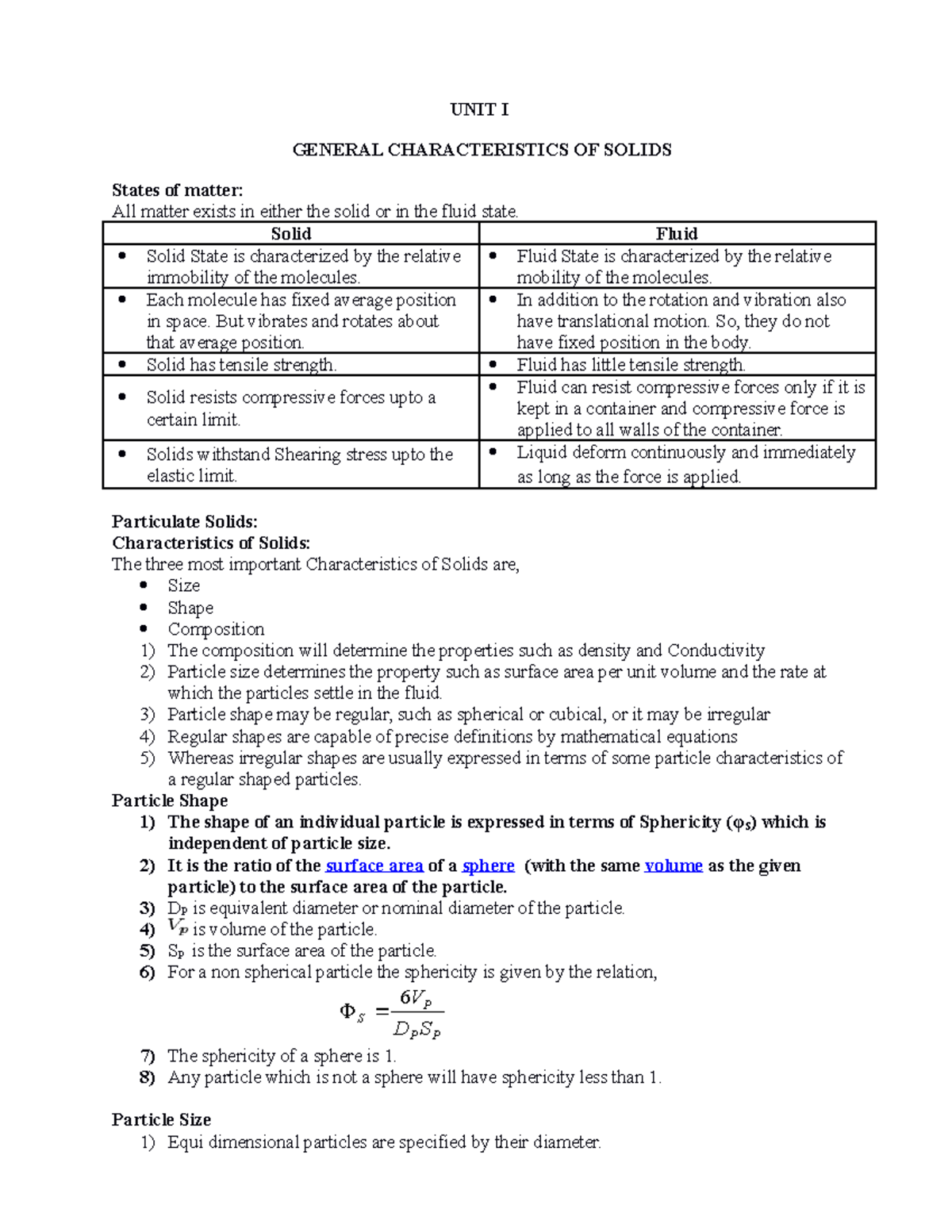 UNIT 1 Charecterstics of solids - UNIT I GENERAL CHARACTERISTICS OF ...