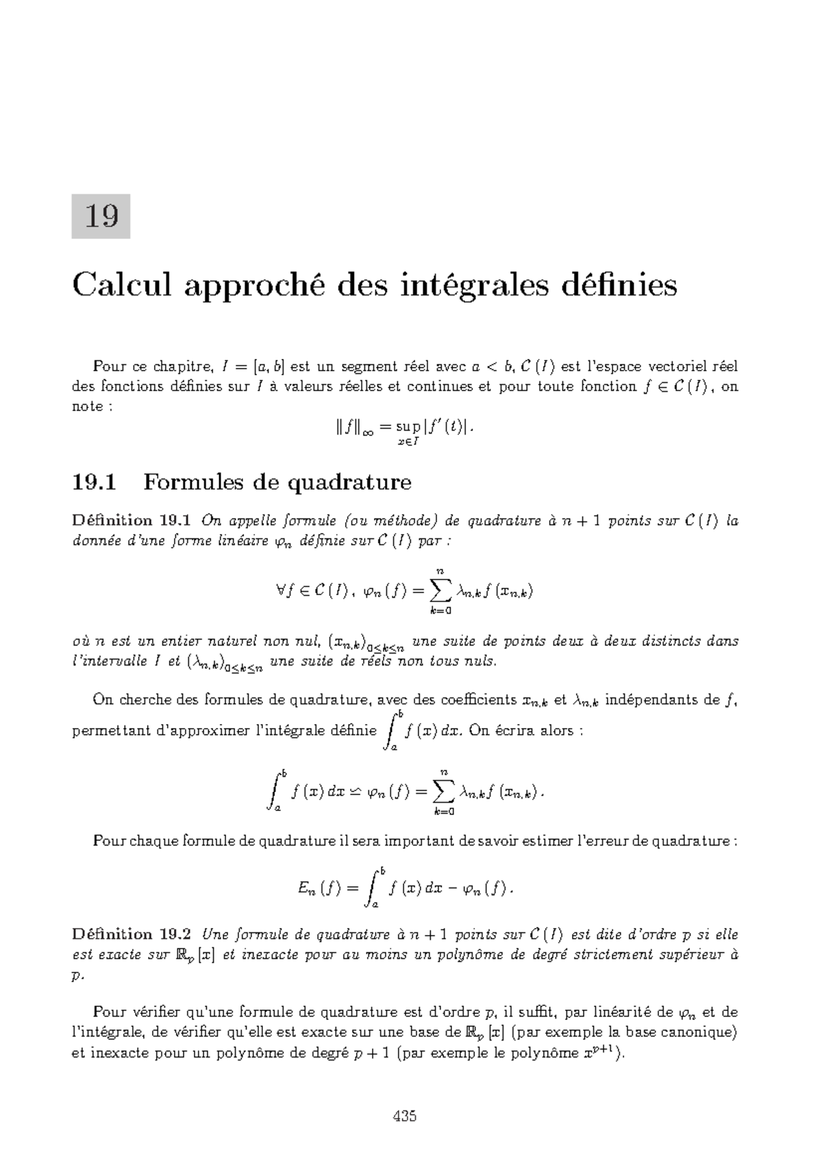 Calcul approchées des intégrales - 19 Calcul approché des intégrales ...