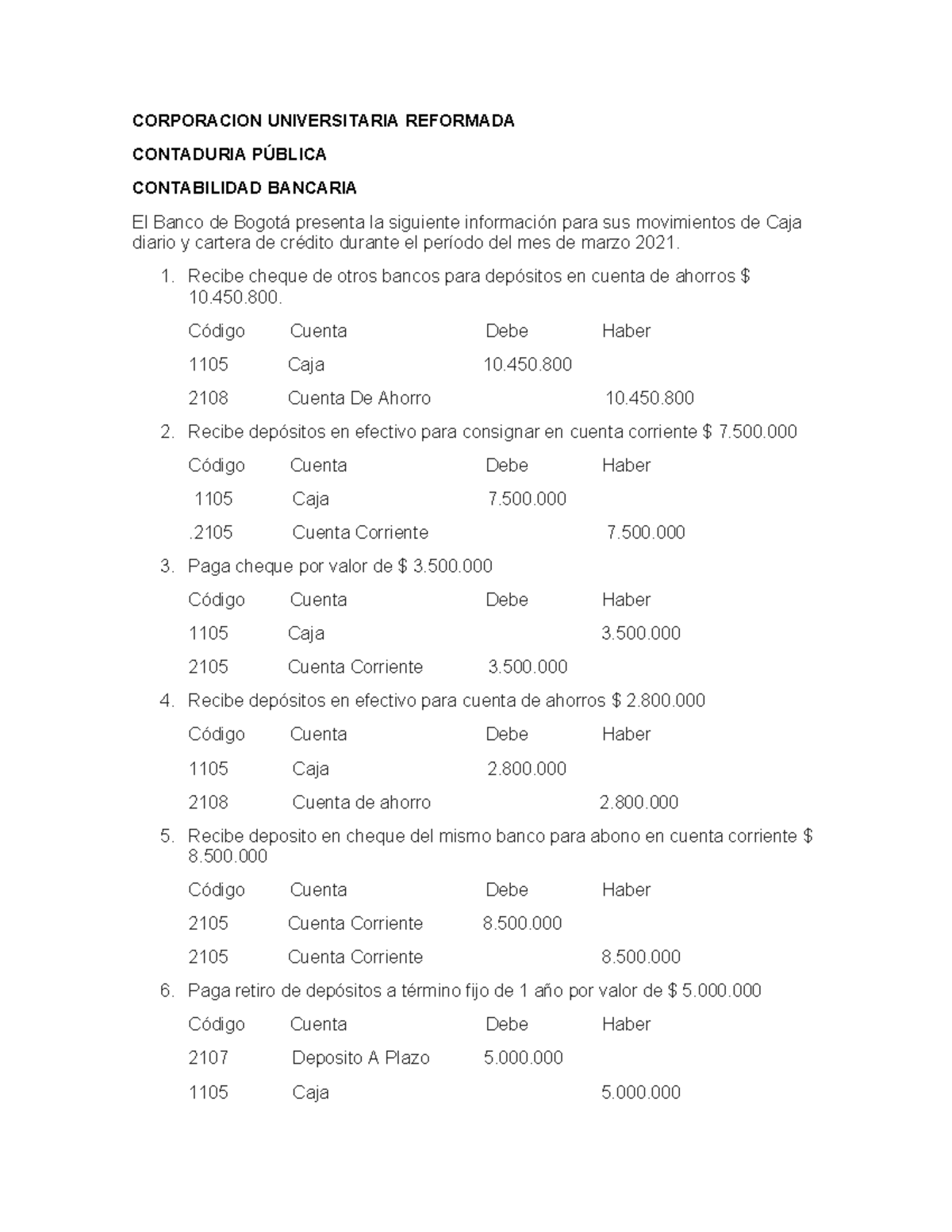 Taller cartera-caja Alcides Sanchez - CORPORACION UNIVERSITARIA ...