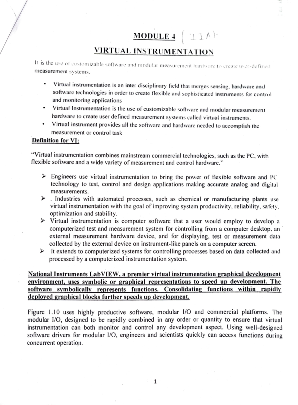 Biomedical Instrumentation (Module 4) Virtual Instrumentation ...