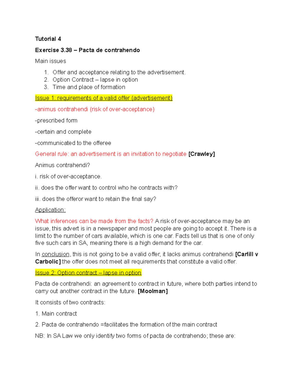 Tutorial 4 (Exercise 3 - Model Answer - Tutorial 4 Exercise 3 – Pacta ...