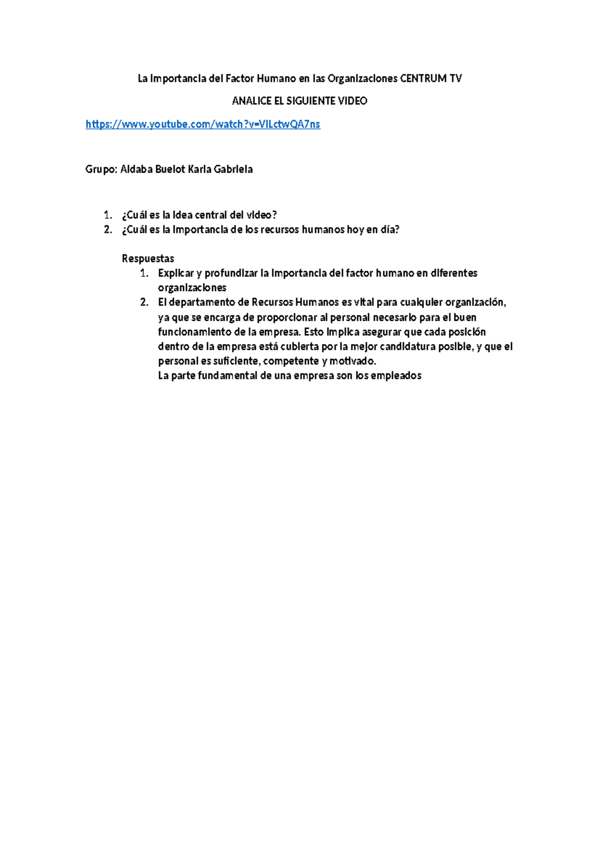 La Importancia del Factor Humano en las Organizaciones Centrum TV - La Importancia del Factor ...