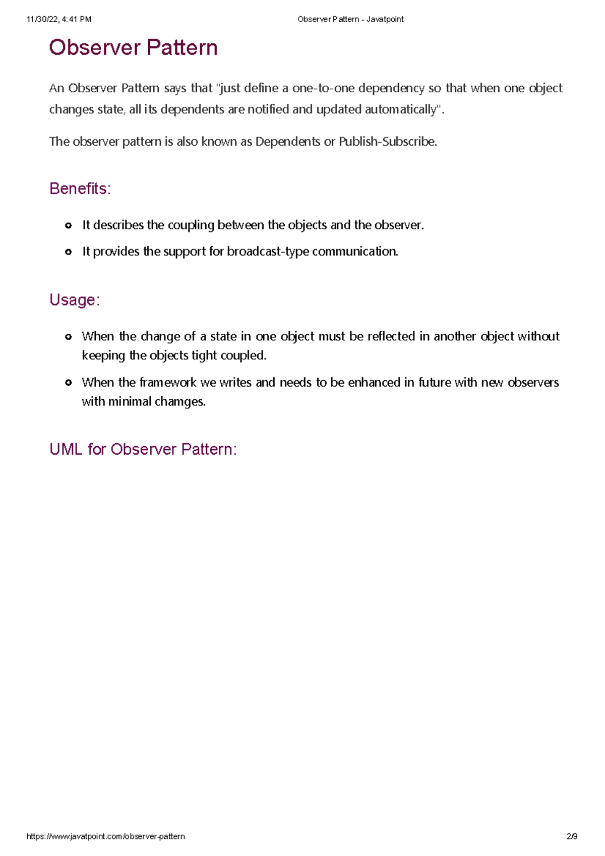 14. Observer Pattern - Javatpoint - Observer Pattern An Observer ...