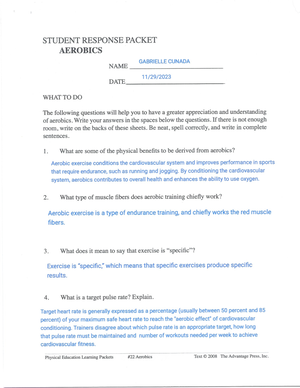 Dance 1204 - N/A - STUDENT RESPONSE PACKET DANCE GABRIELLE CUNADA NAME ...