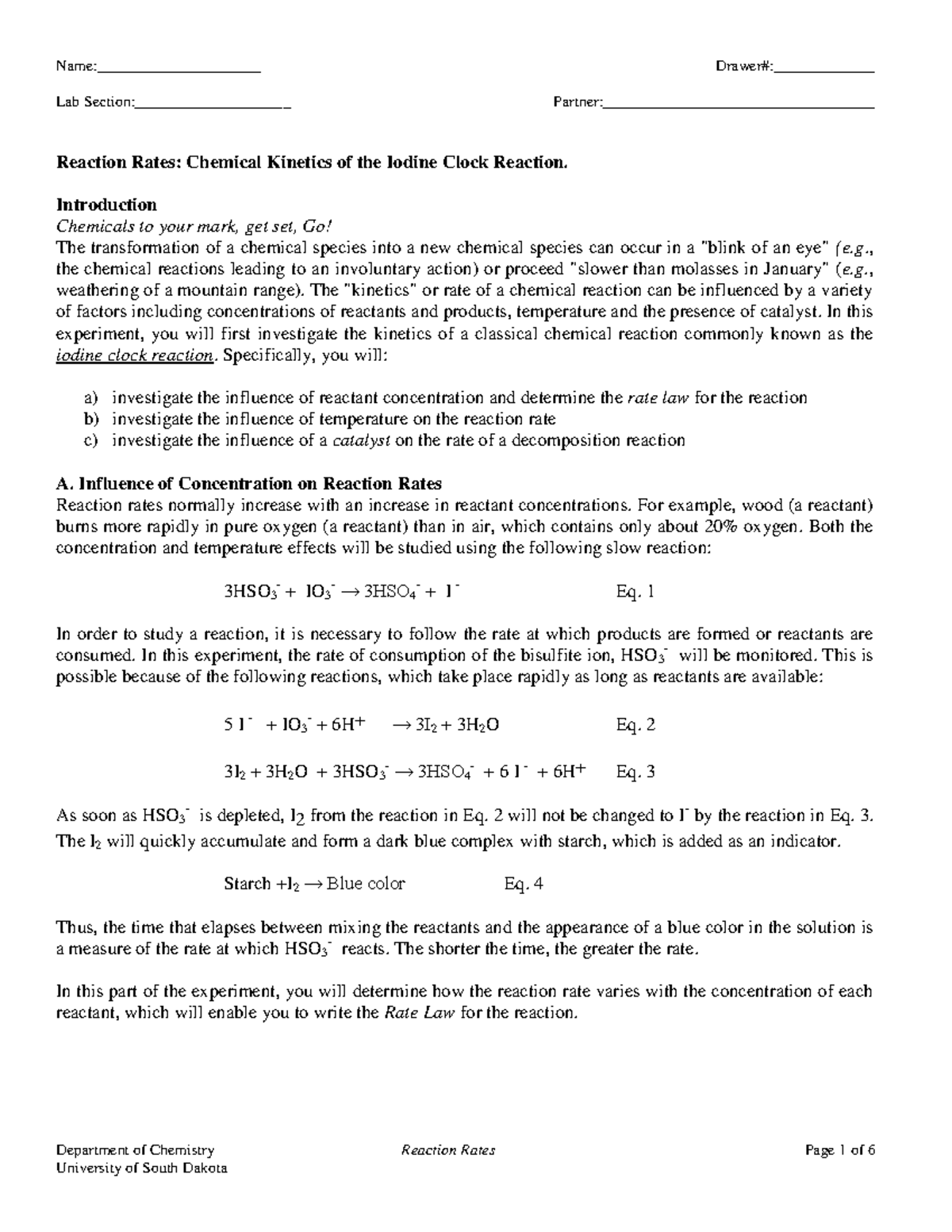 Reaction Rates - completed labs - Name:_____________________ Drawer ...