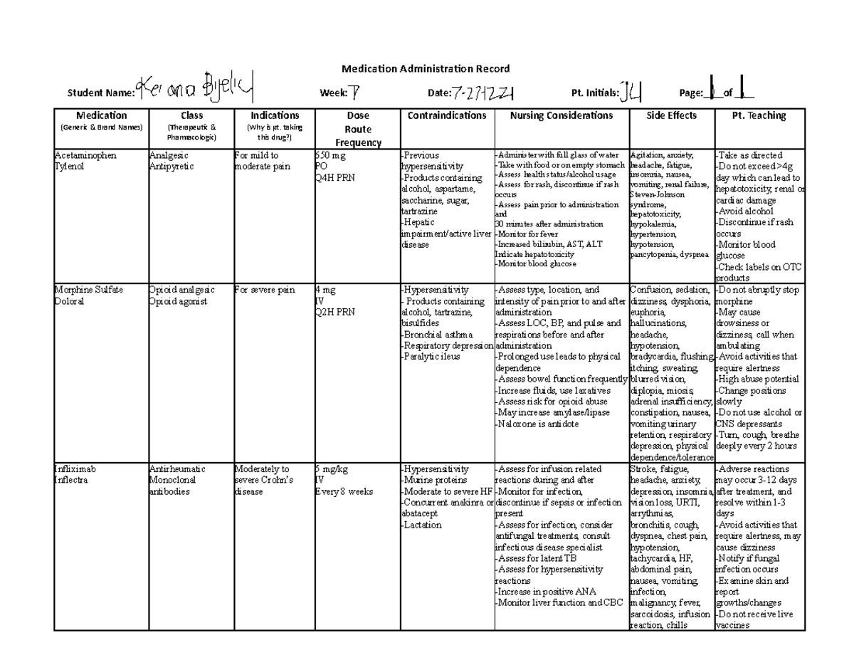 N211 MAR Form 7 - perez - Medication Administration Record Student Name ...