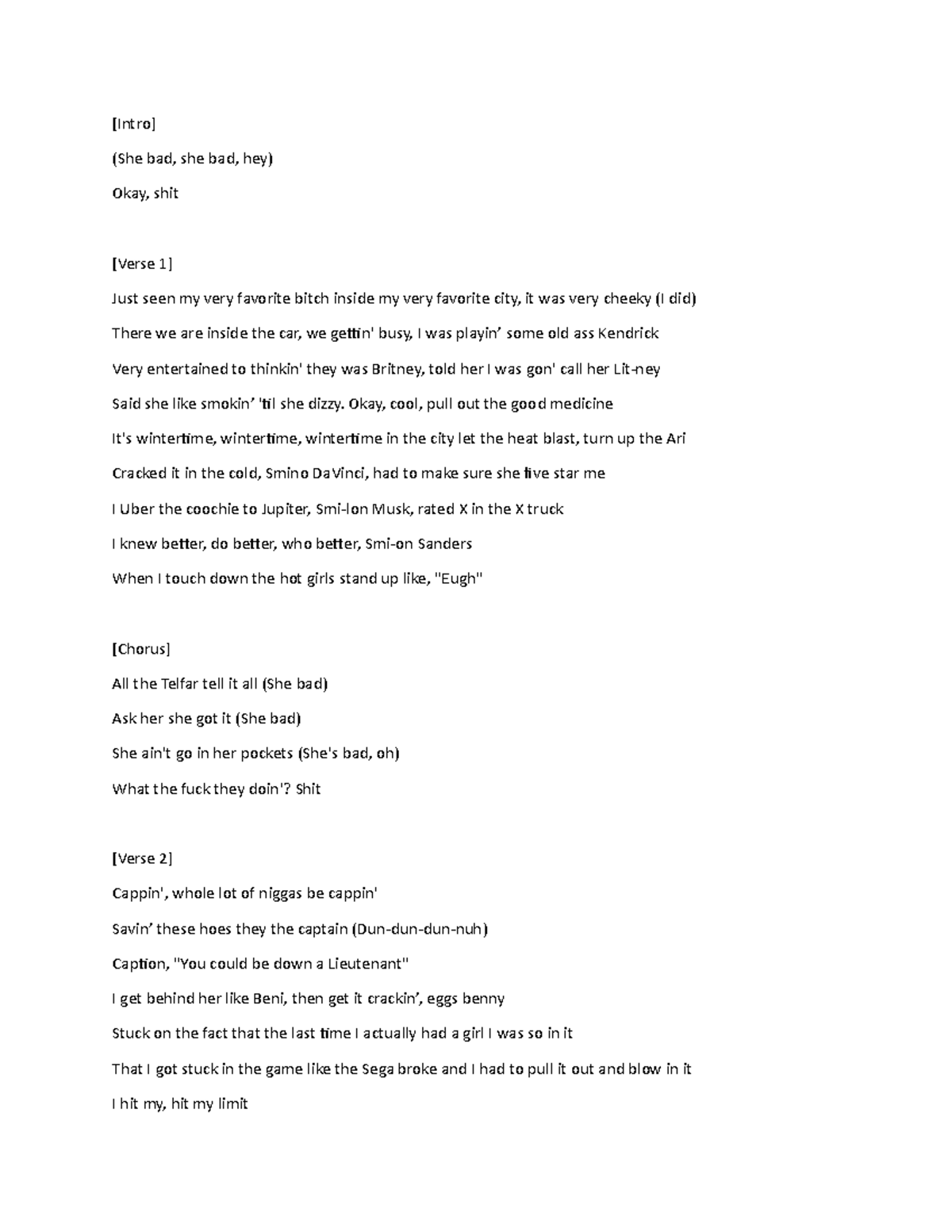Homework 7 - smino lyrics for ya to review hope you like it - [Intro ...