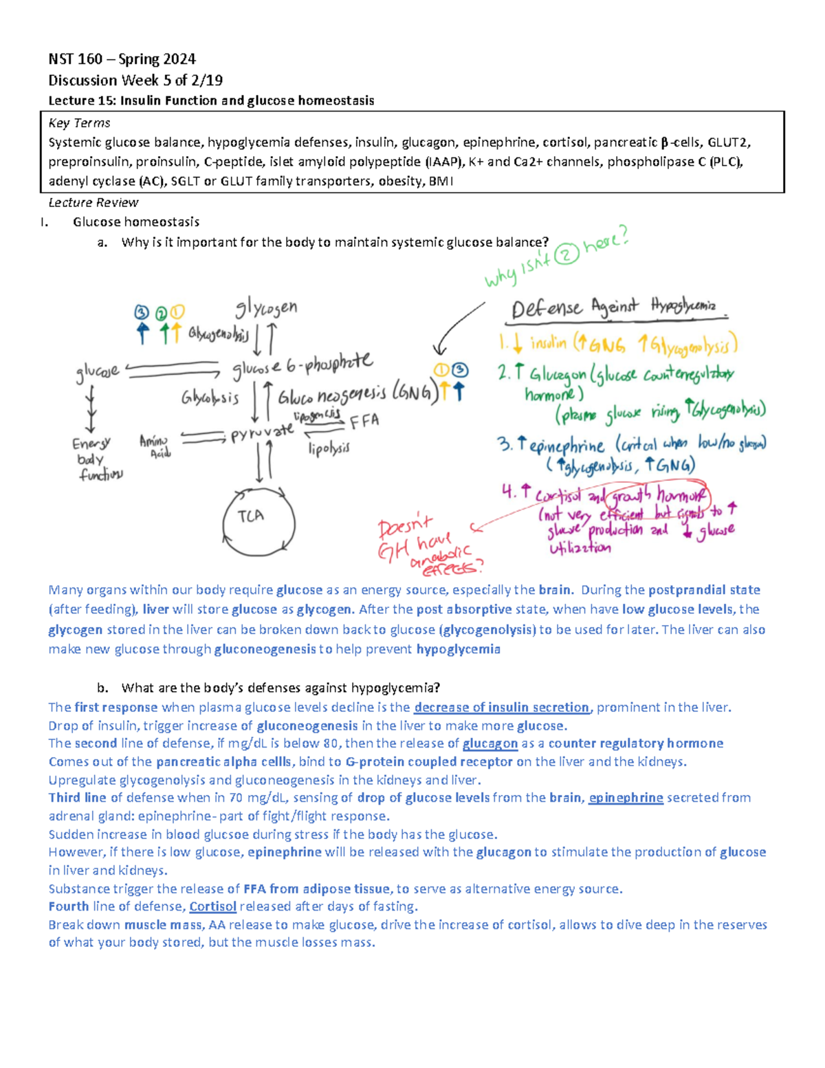 NUSCTX 160 - Annotated Discussion Guide 5 Lecture 15 - NST 160 – Spring 202 4 Discussion Week 5 ...