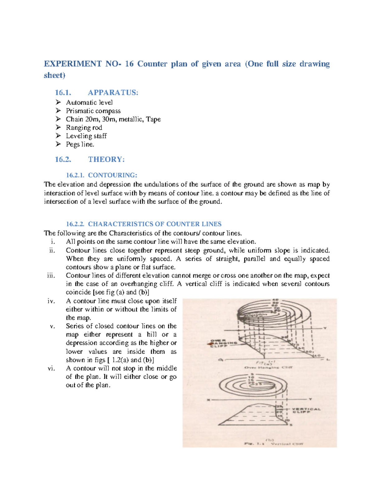 Experiment NO 16 - EXPERIMENT NO- 16 Counter plan of given area (One ...
