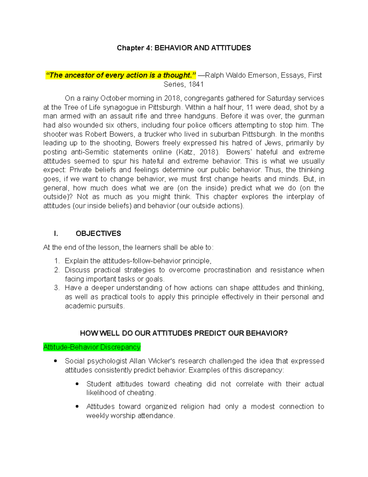 Chapter-4 Soc Psych Written Report - Chapter 4: BEHAVIOR AND ATTITUDES ...