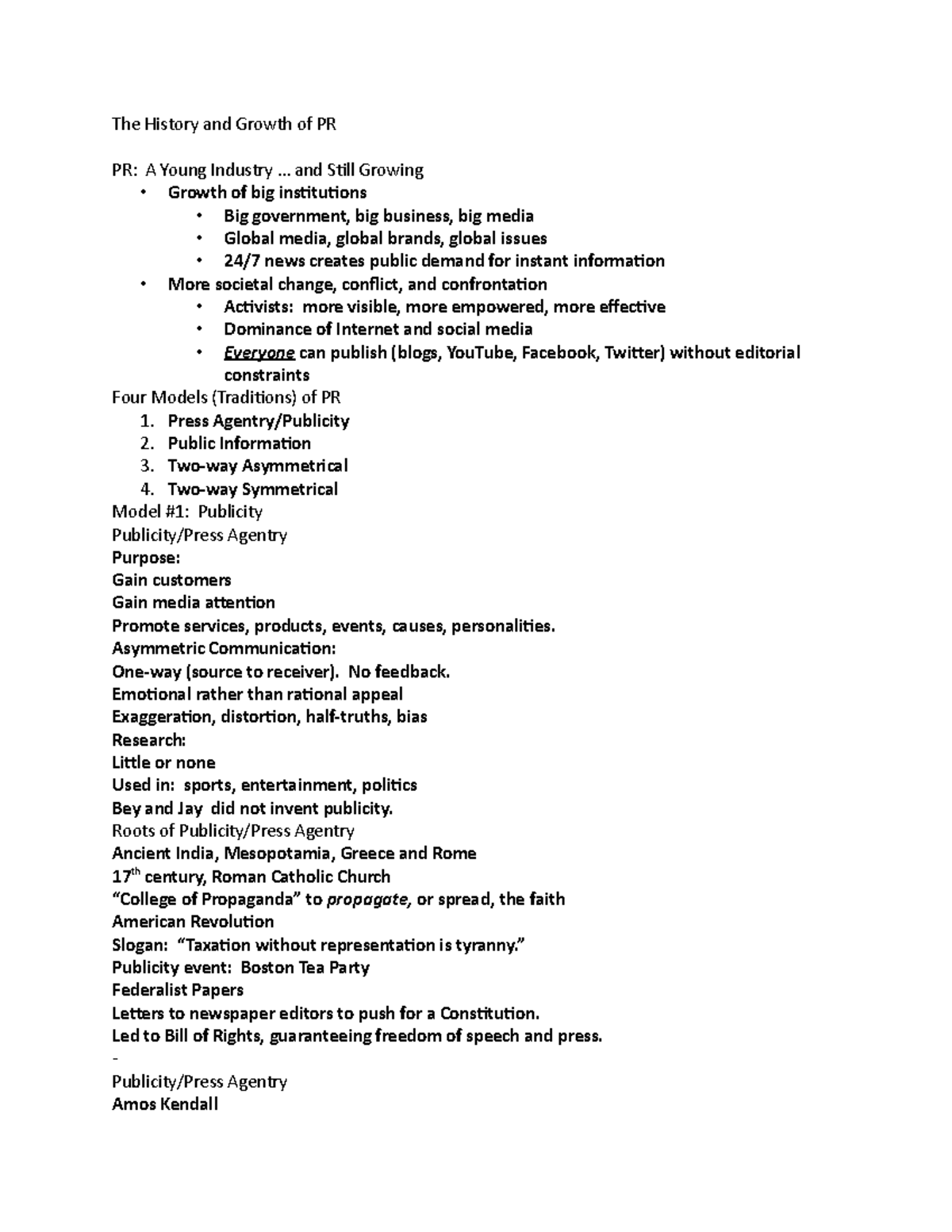 The History and Growth of PR - Press Agentry/Publicity 2. Public ...