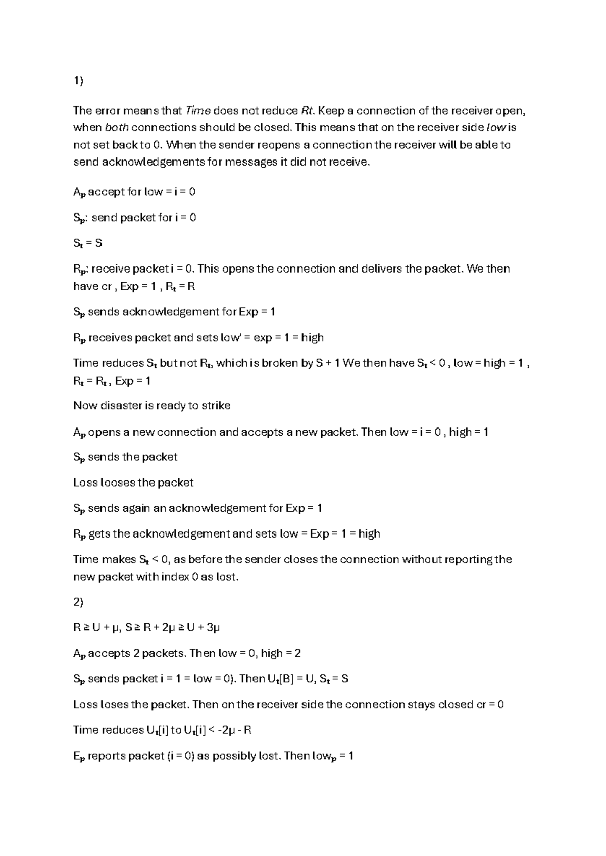 CN8 - course material - 1) The error means that Time does not reduce Rt ...