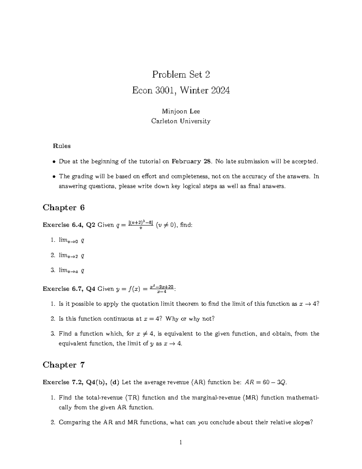 Econ3001 PS2 2024W - labelled as problem set but really is assignment 2 ...