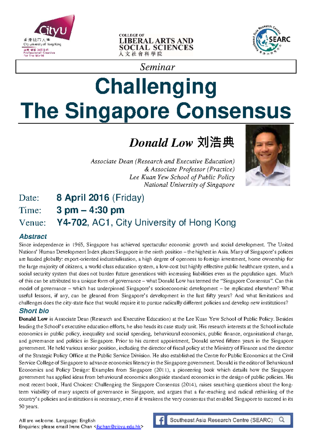 Challenging The Singapore Consensus - Seminar Challenging The Singapore ...