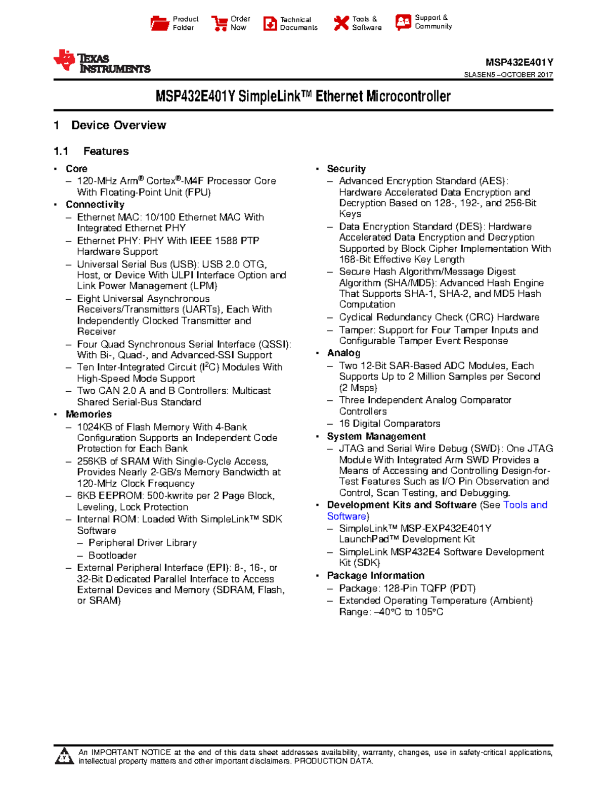 Microcontroller Datasheet - Product Folder Order Now Technical ...