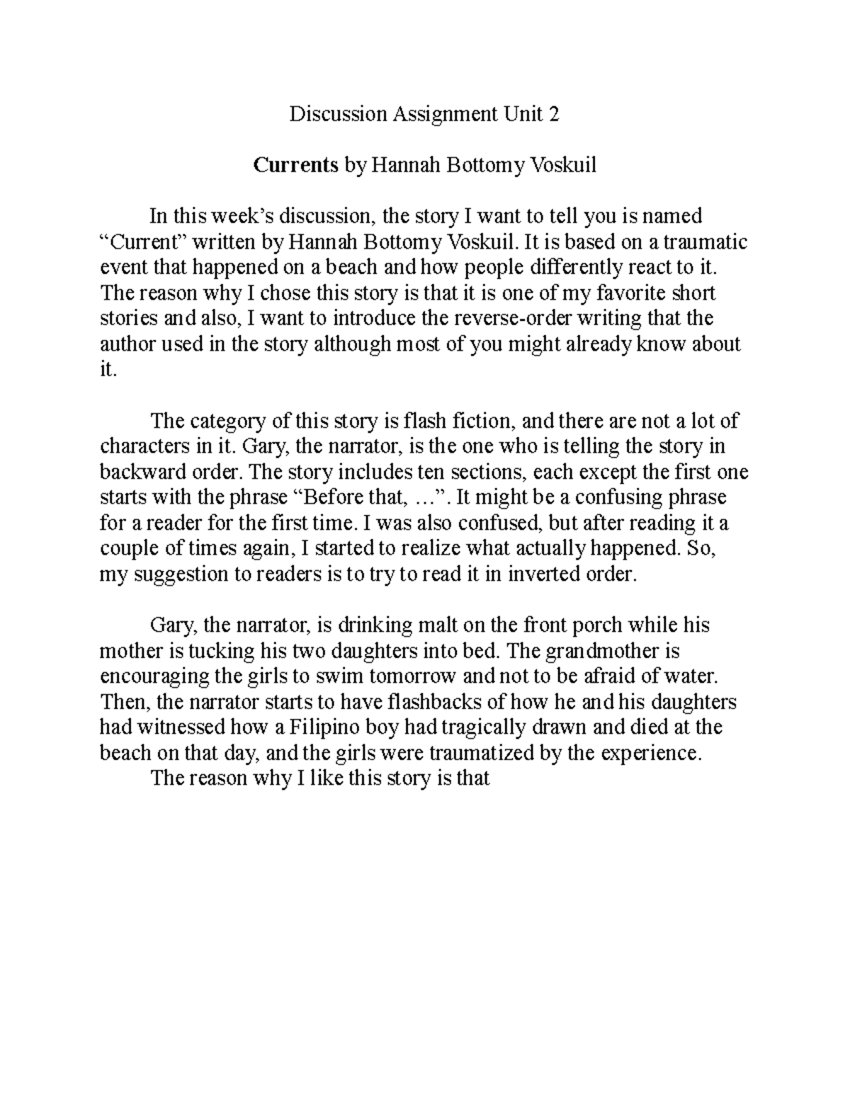 ENGL 1102 Discussion Forum Unit 2 - Discussion Assignment Unit 2 ...