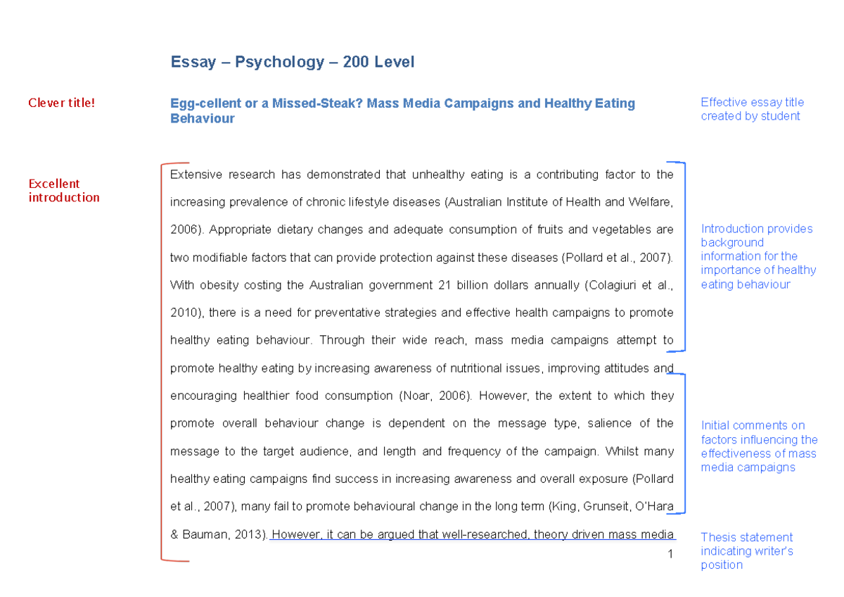Essay Psychology Example-student-writing - 1 Essay – Psychology – 200 ...
