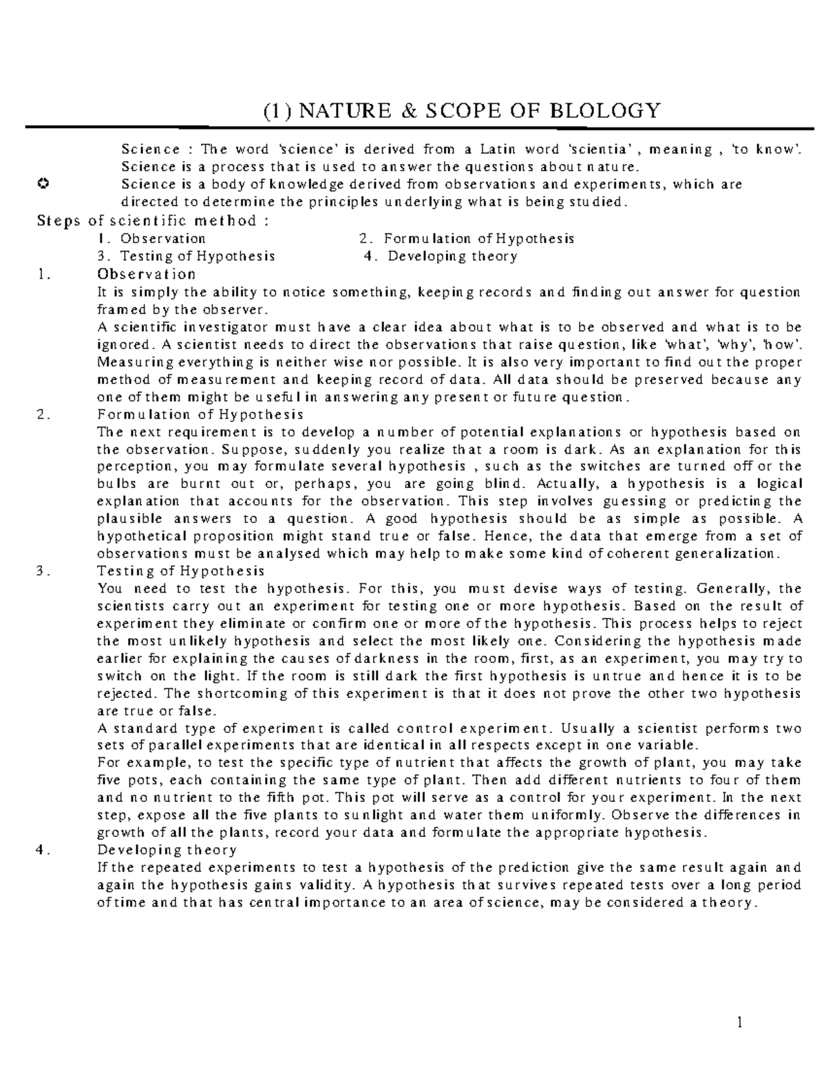 The Living World Nature and scope of Biology - (1) NATURE & SCOPE OF ...