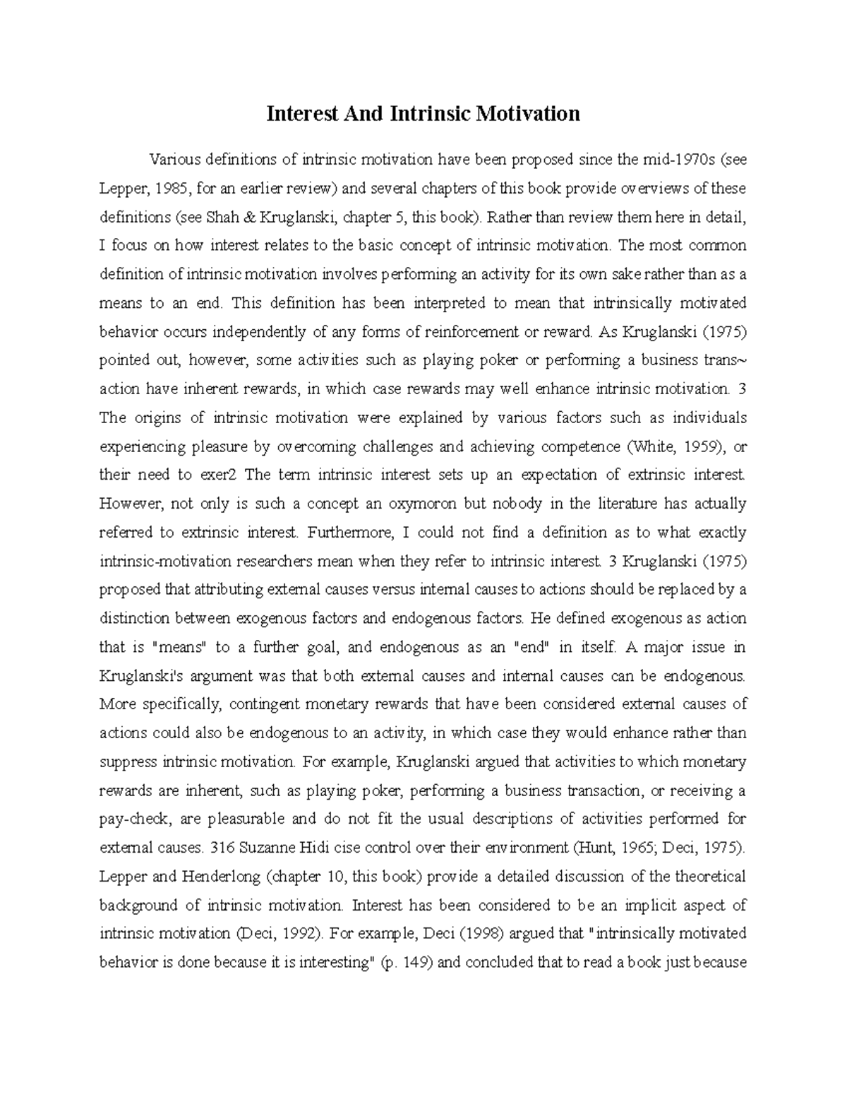 Interest And Intrinsic Motivation - Interest And Intrinsic Motivation ...