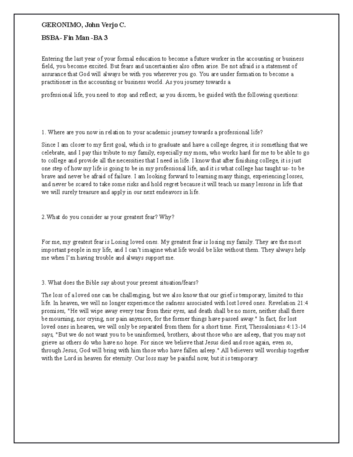 Journal 1 - Lecture notes 1231 on CFE 106.A - GERONIMO, John Verjo C ...