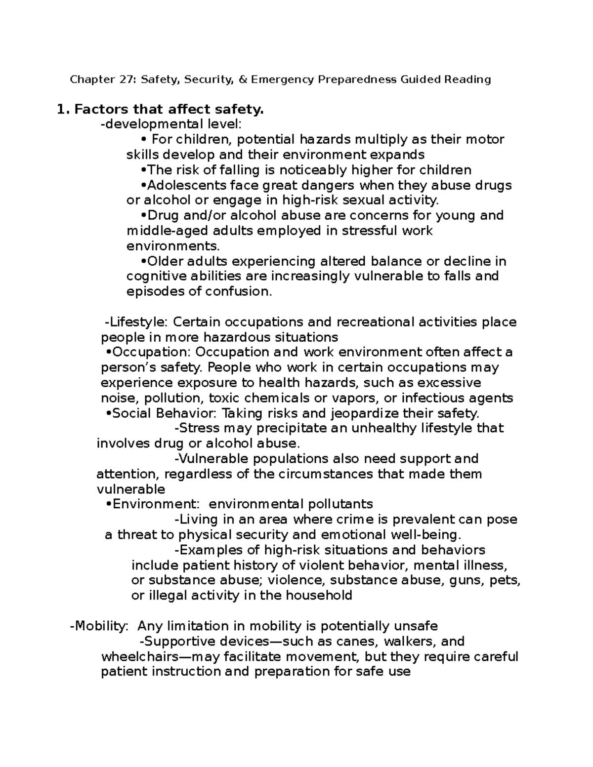 Chapter 27 Safety - Course - Chapter 27: Safety, Security, & Emergency ...