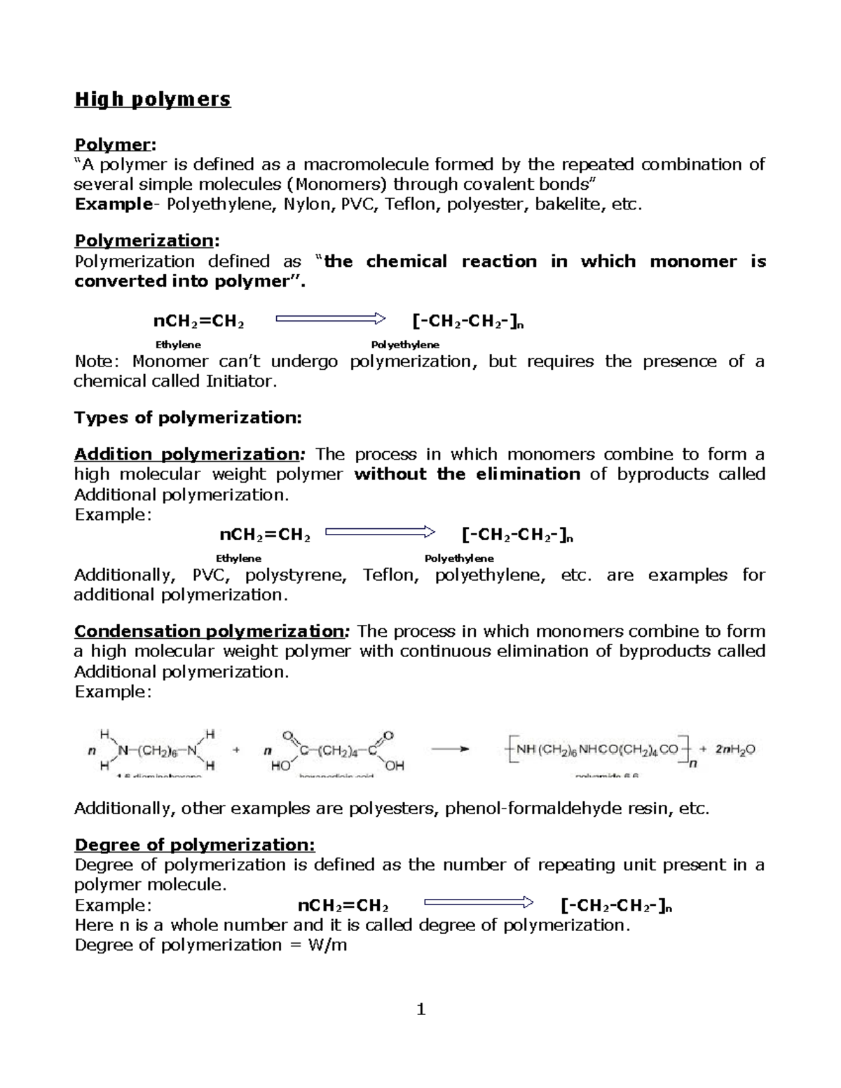 New nmodified Polymers cbt - High polymers Polymer: “A polymer is ...