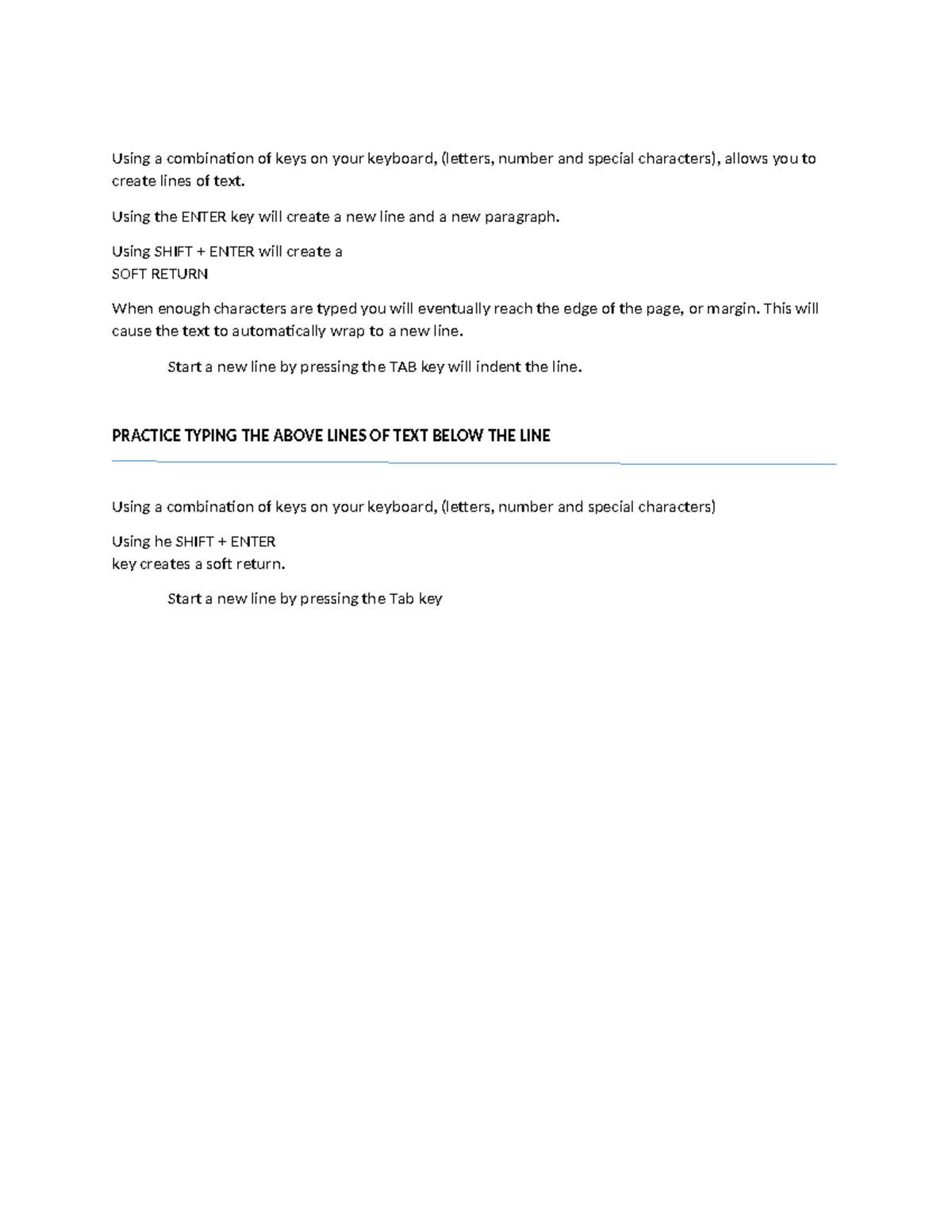 01-Word Entering Text Basics - Using a combination of keys on your ...