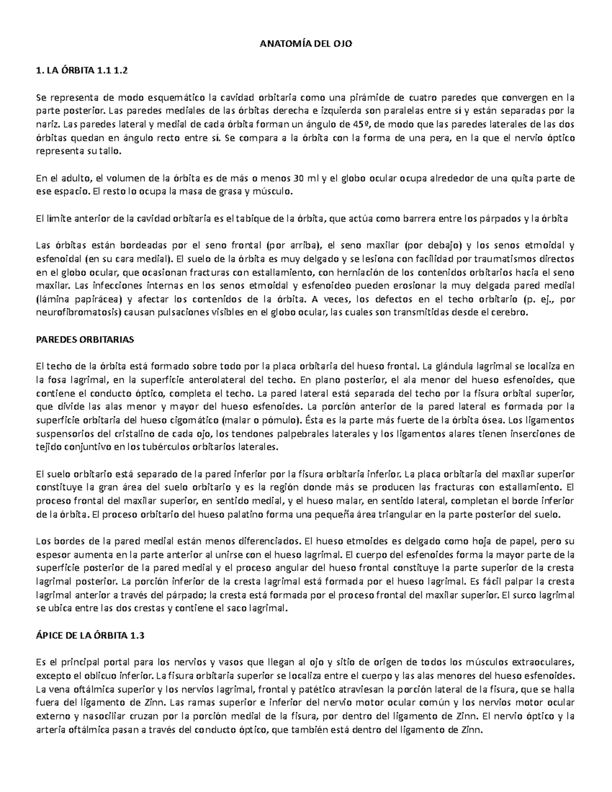 AnatomíA DEL OJO - ANATOMÍA DEL OJO 1. LA ÓRBITA 1 1. Se representa de ...