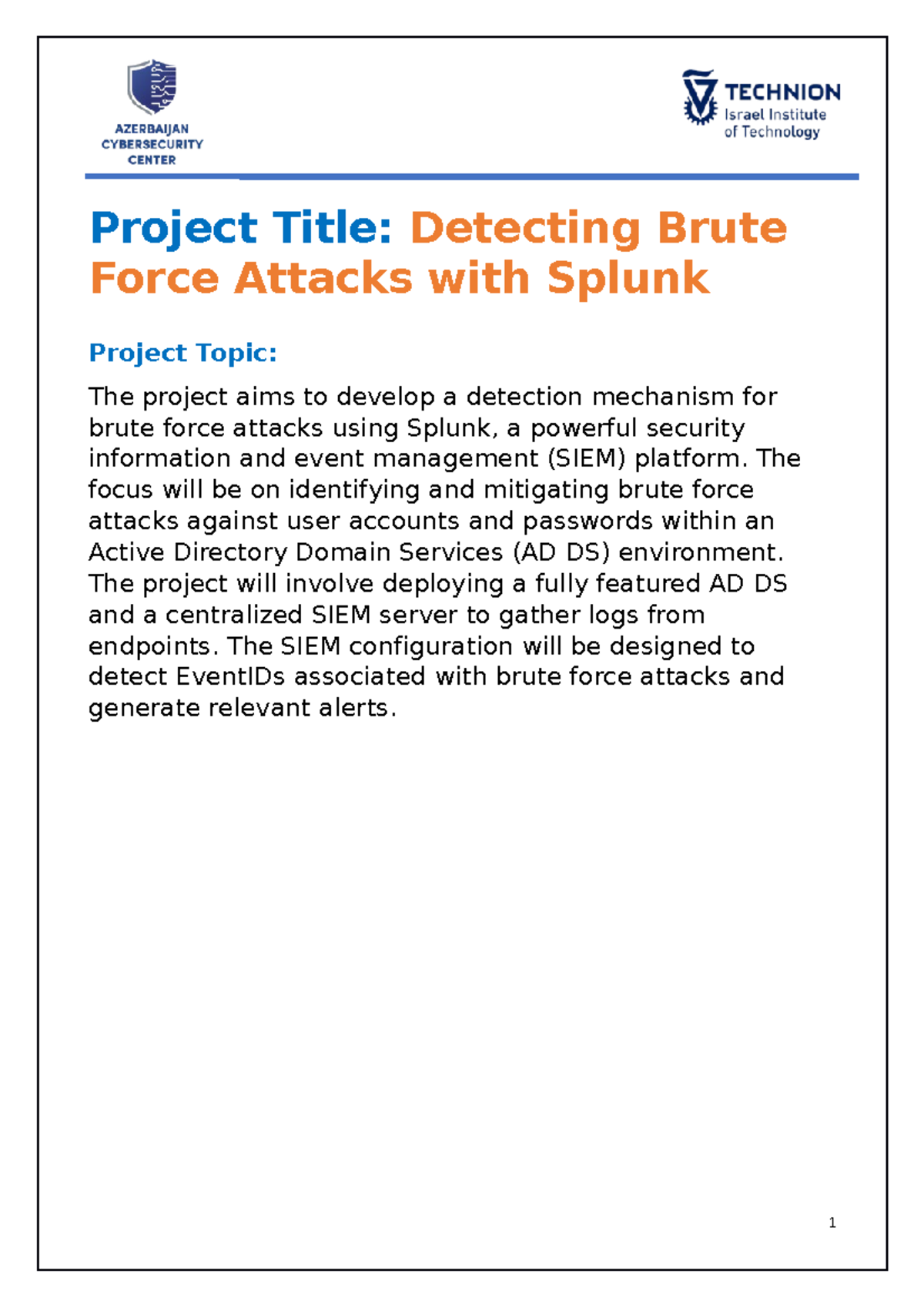 Part A- report - sds - Project Title: Detecting Brute Force Attacks with Splunk Project Topic ...