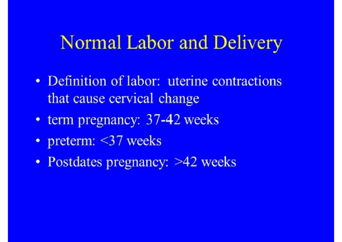 Delivery stages mechanism - Nursing - Studocu