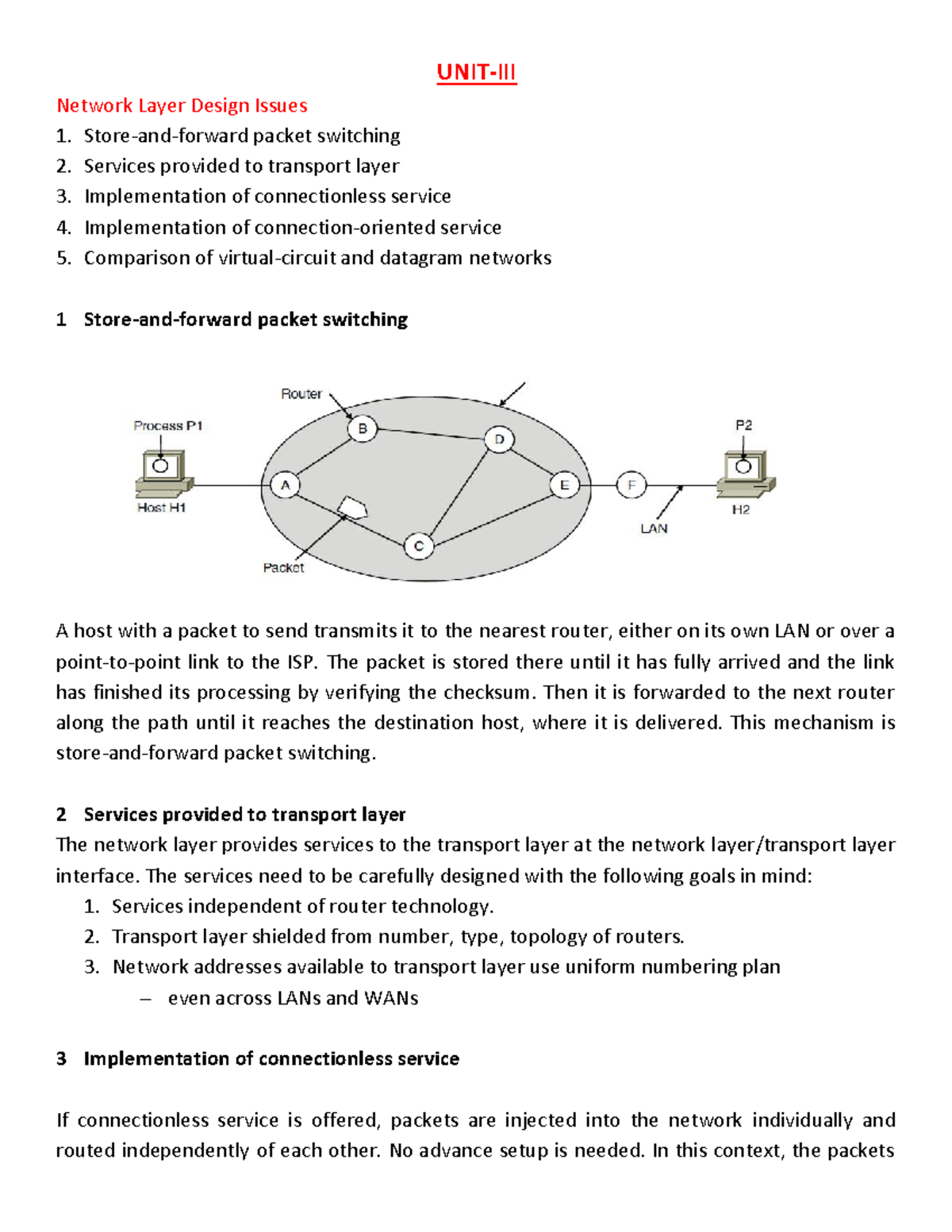 Computer Networks Unit-3 Notes - UNIT-III Network Layer Design Issues ...