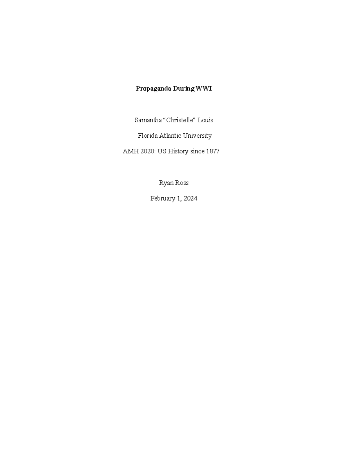 Essay on Propaganda during WWI - Propaganda During WWI Samantha ...