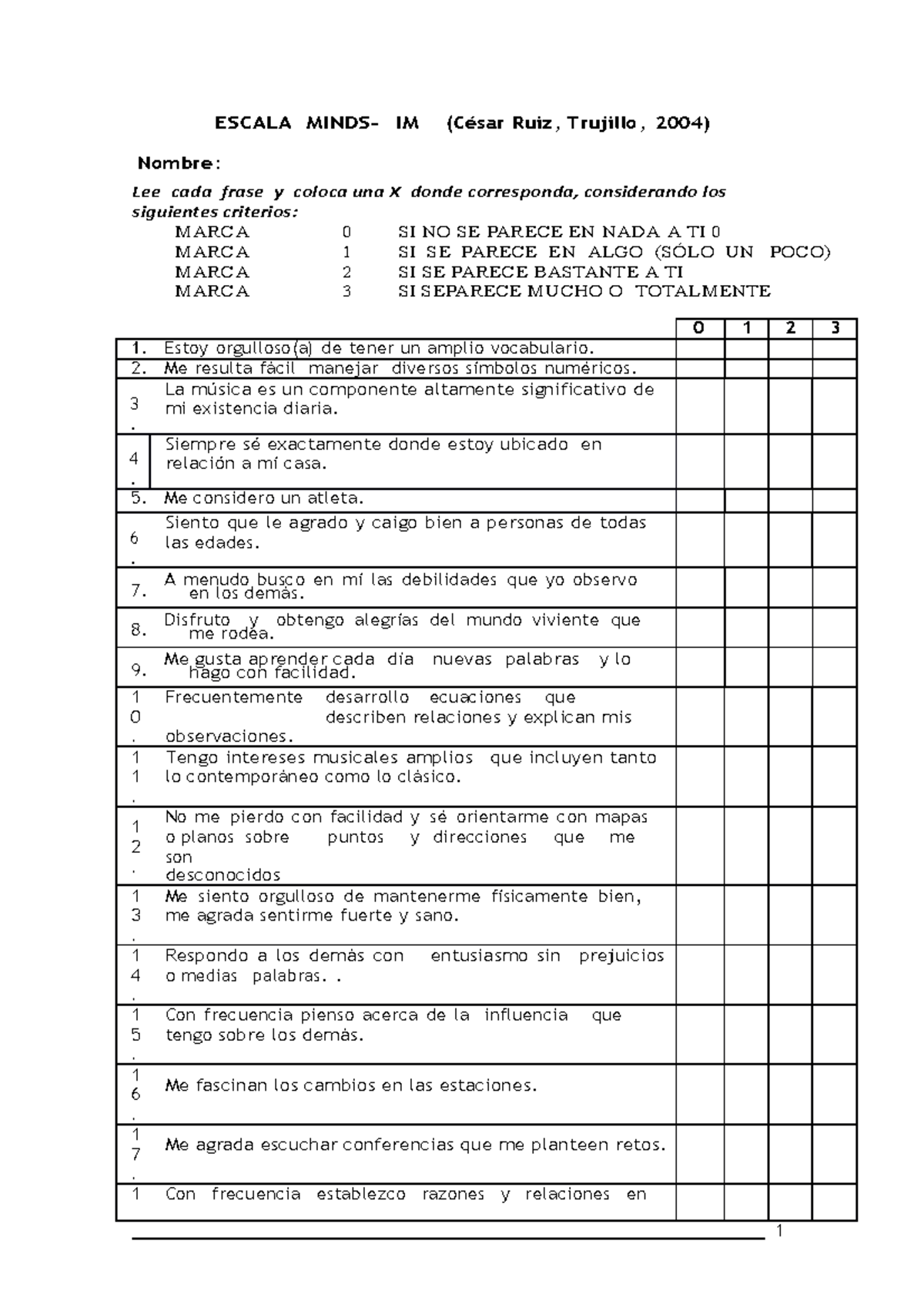 Escala Minds- Protocolo - ESCALA MINDS- IM (César Ruiz, Trujillo, 2004 ...