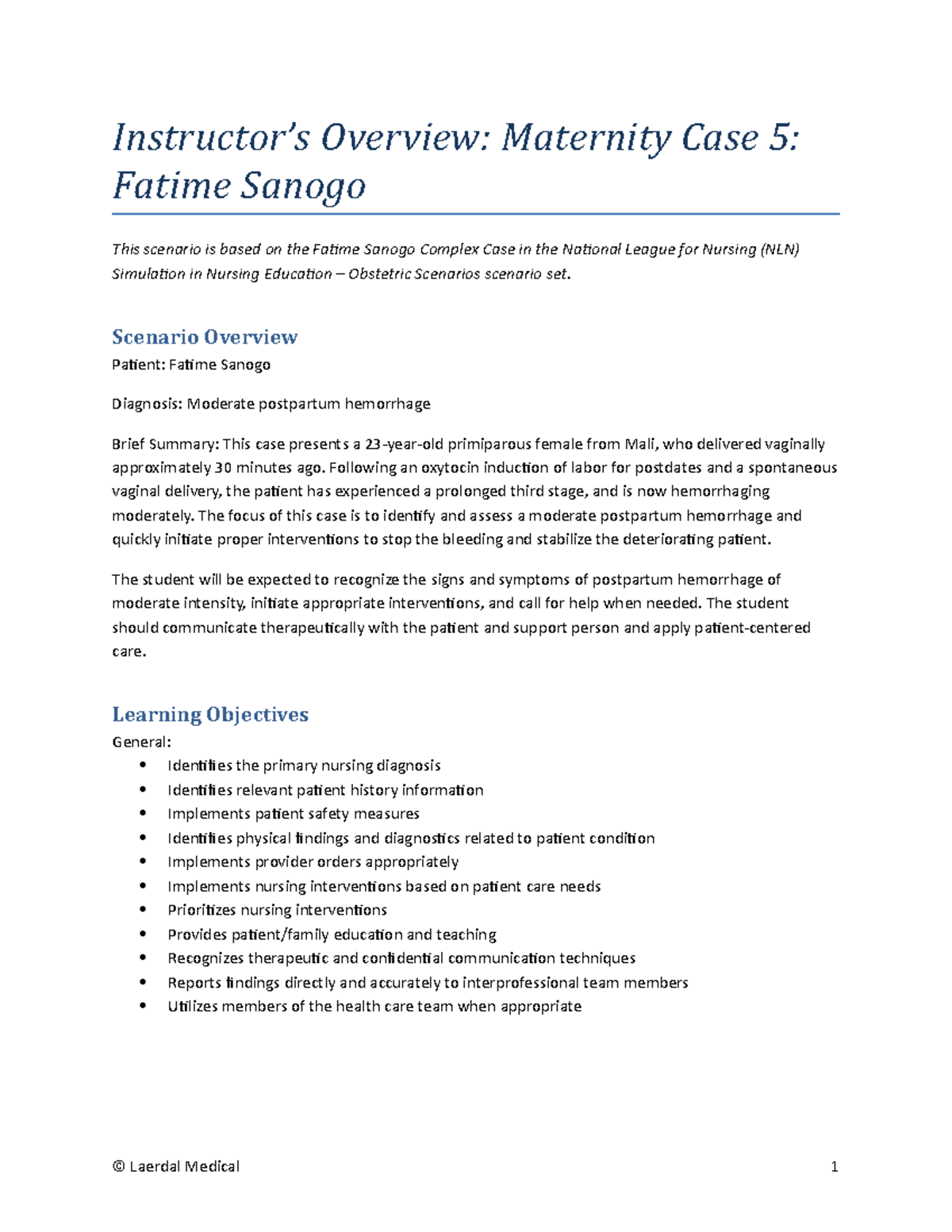 V Sim Combo Maternity Case 05 Fatime Sanogo-step - Instructor’s ...