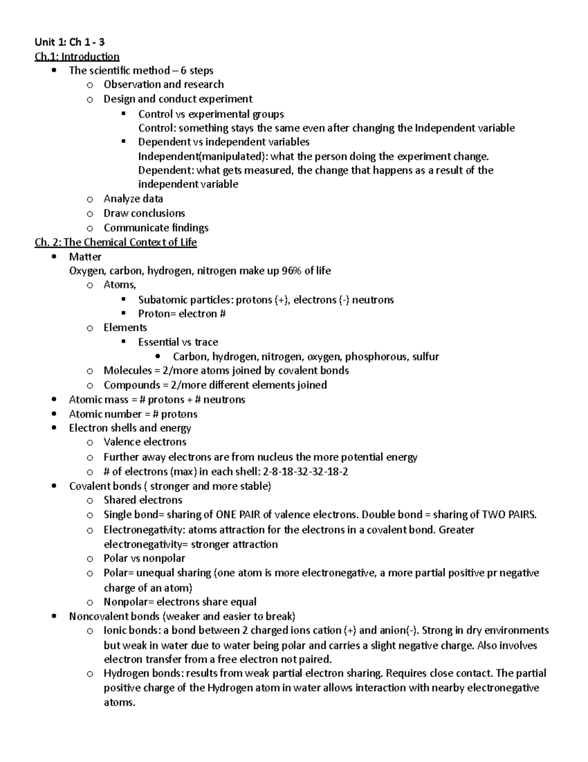 Final Exam Study Guide - Unit 1: Ch 1 - 3 Ch: Introduction The ...