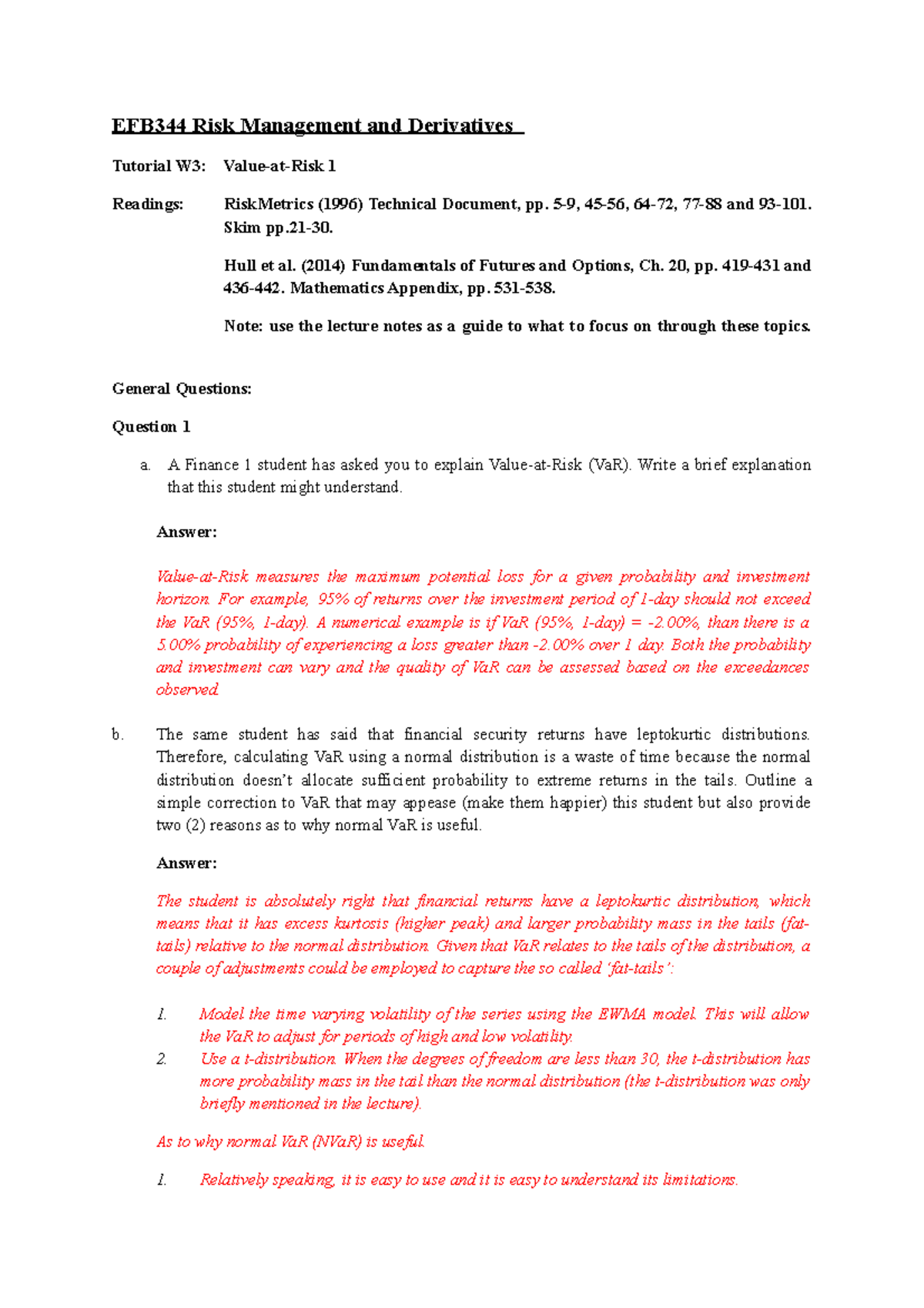 EFB344 SEM1 2023 Tutorial W3 Answers - EFB344 Risk Management and ...