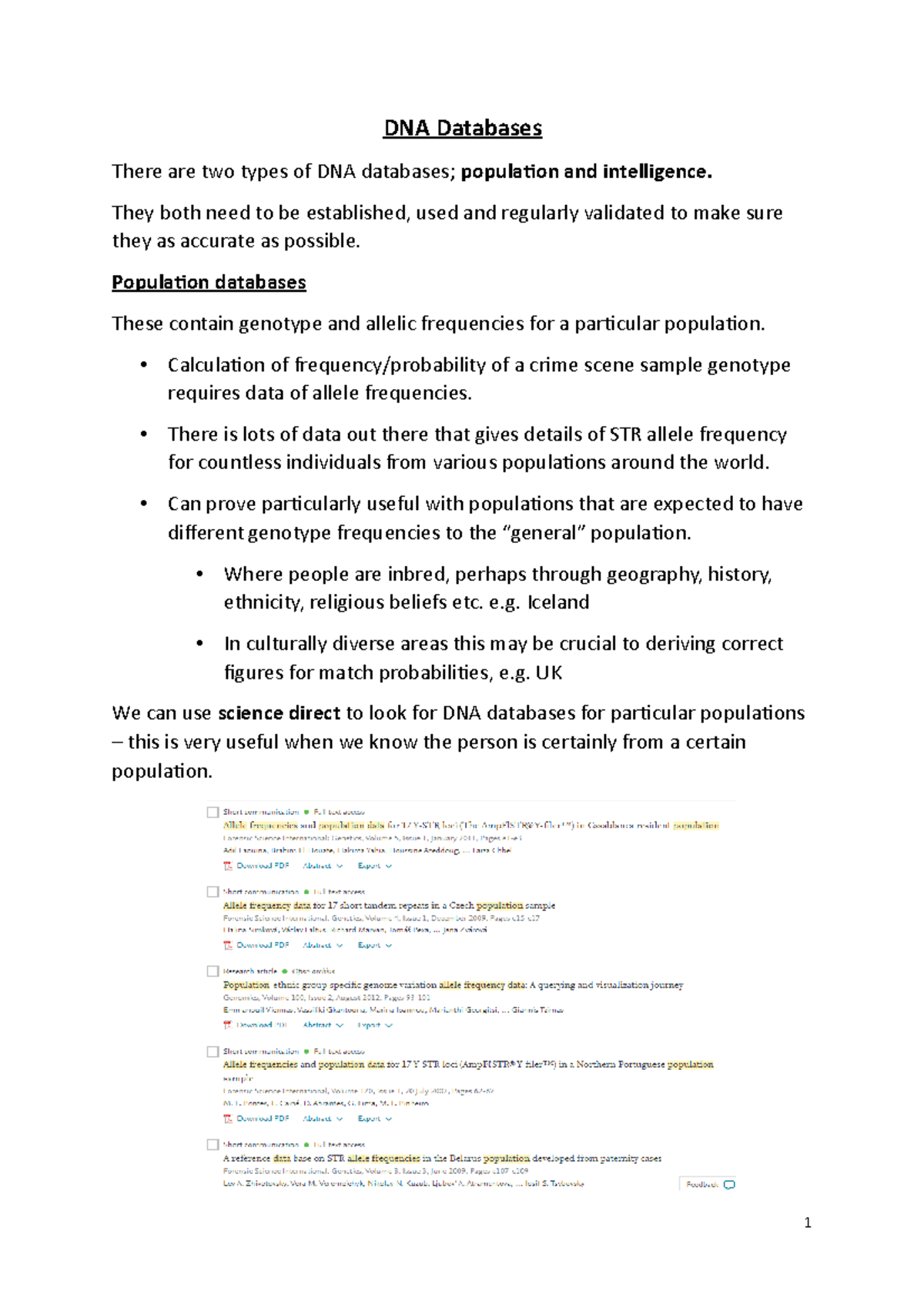 DNA Databases - Overivew of DNA bases and how they are used in ...