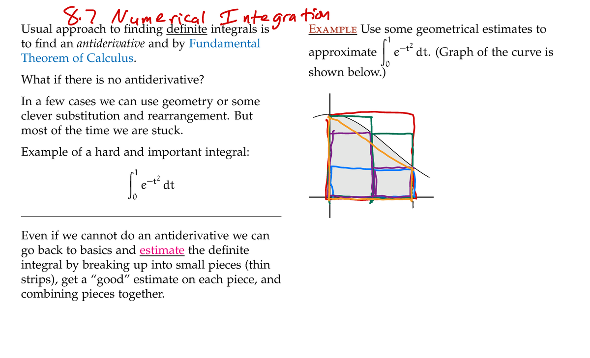 166 Session 7 notes - Usual approach to finding definite integrals is ...