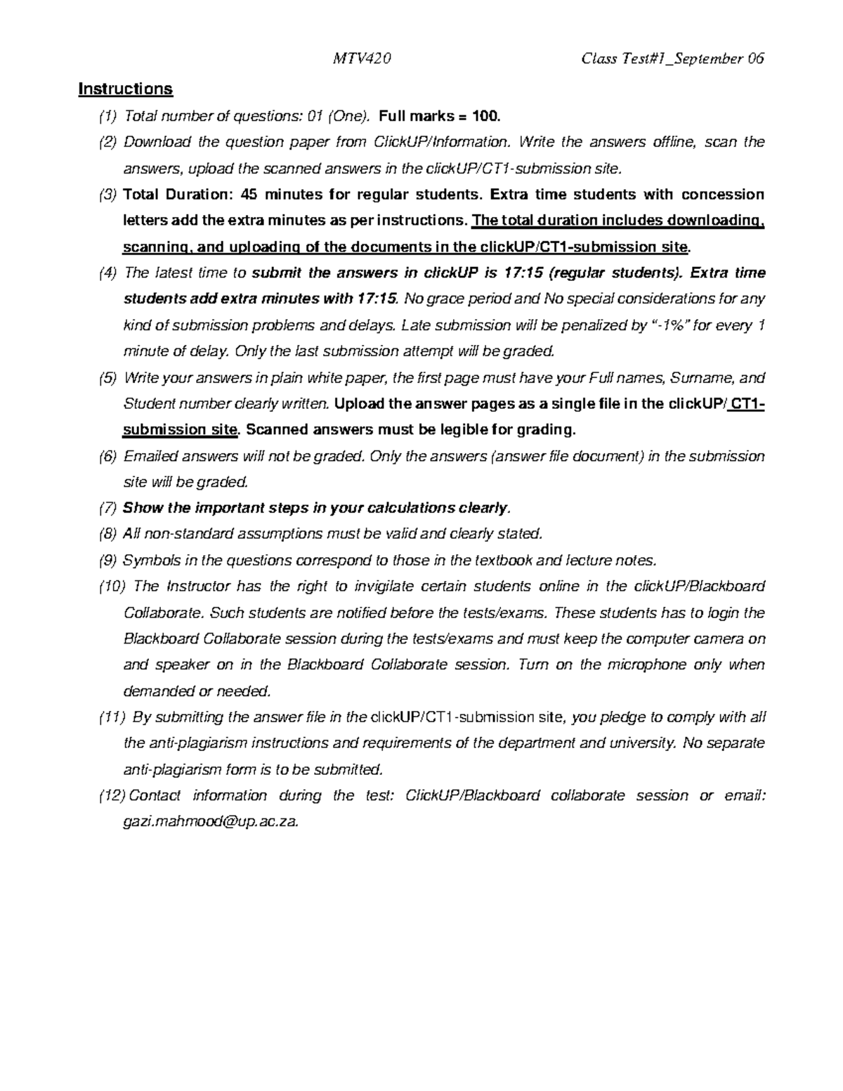 Class Test-1 Sept06-solutions - Instructions (1) Total number of ...