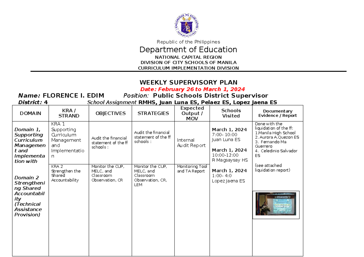 Accomplishment Report 2 - Republic of the Philippines Department of ...