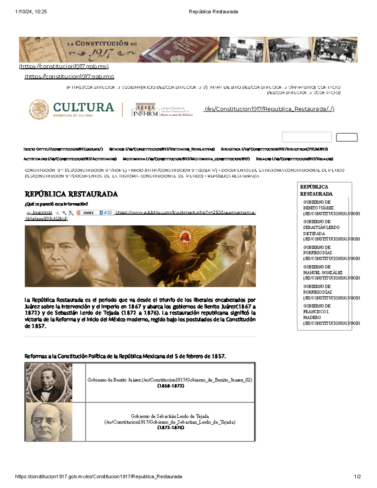 República Restaurada - 1/10/24, 10:25 República Restaurada - Studocu