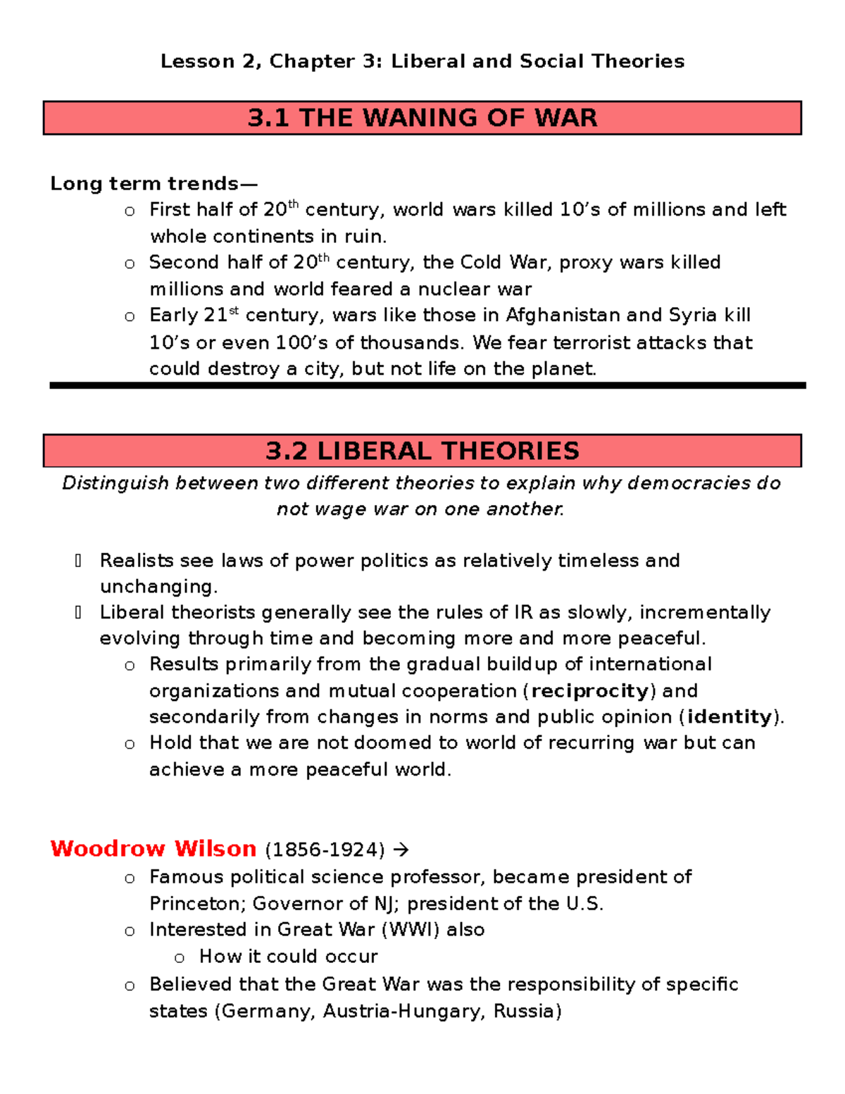 PLSC 14 Chapter 3 Notes - Lesson 2, Chapter 3: Liberal and Social ...