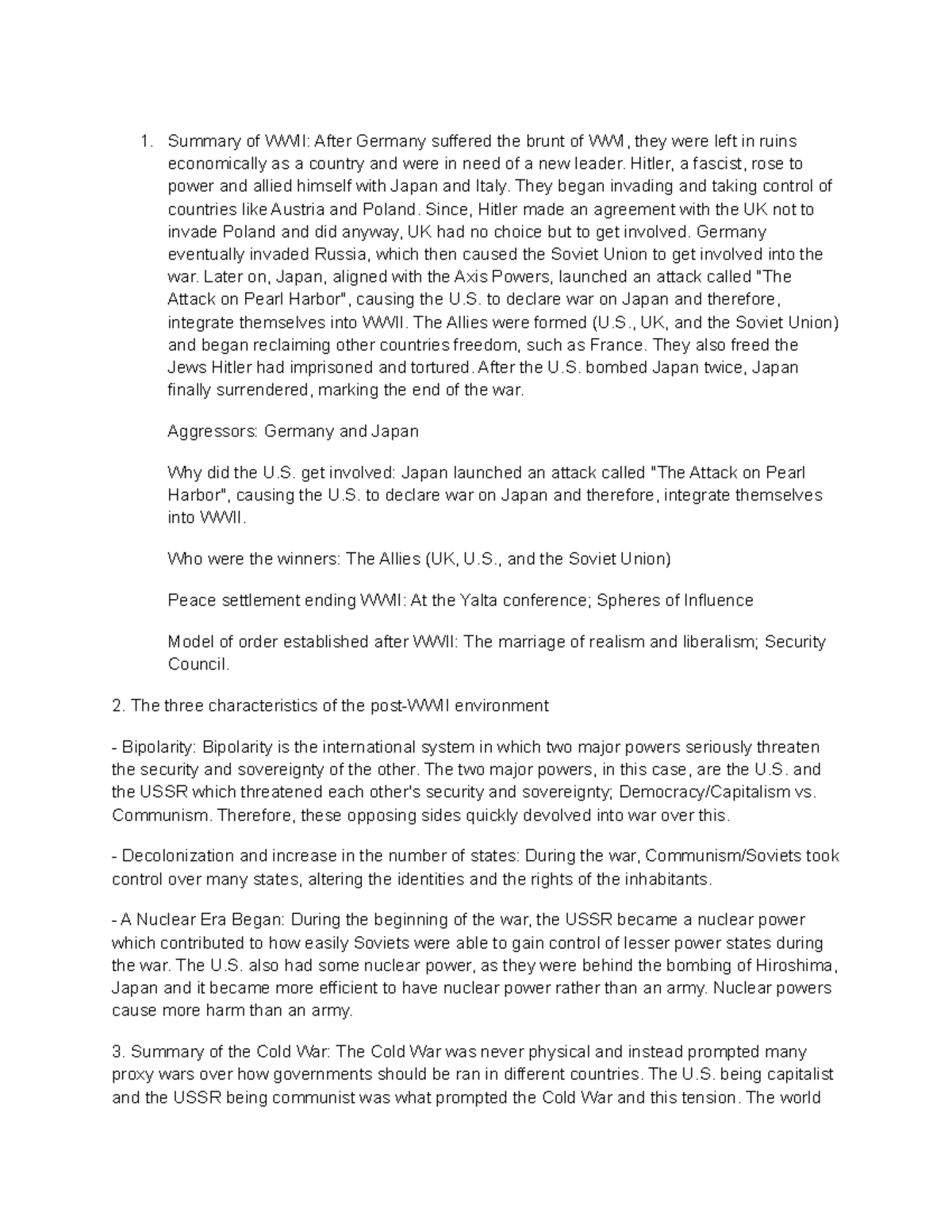 Critical Thinking Part B - Summary of WWII: After Germany suffered the ...